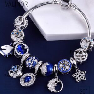 EVESCITY Limited Edition Blue Mountain Peak Ocean Crystallized 925 Sterling Silver Bead For Charms Bracelets ♥ Best Jewelry Gifts for Her ♥