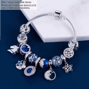 EVESCITY Limited Edition Blue Mountain Peak Ocean Crystallized 925 Sterling Silver Bead For Charms Bracelets ♥ Best Jewelry Gifts for Her ♥