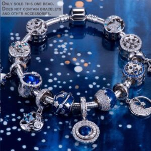 EVESCITY Limited Edition Blue Mountain Peak Ocean Crystallized 925 Sterling Silver Bead For Charms Bracelets ♥ Best Jewelry Gifts for Her ♥