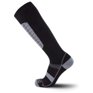 Pure Athlete Alpine Ski Socks Wool Snowboard and Skiing Warm Midweight Socks Merino Men and Women (L/XL, 1 Pair - Black/Grey)