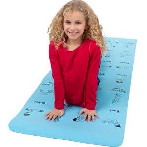 really good stuff kids yoga mat with 24 illustrated poses – safe, zero-phthalate – 5mm thick, non-slip, soft exercise mat for kids, teens, toddlers (68” x 24”) perfect for home and classroom