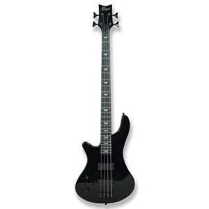 tario left-handed 4 string black electric bass, bolt-on maple neck, poplar body