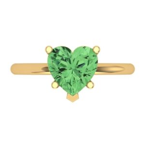 clara pucci 2.0 ct heart cut solitaire green simulated diamond bridal designer anniversary engagement ring 14k yellow gold