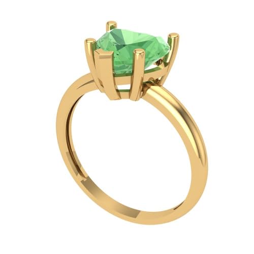 Clara Pucci 2.0 ct Heart Cut Solitaire Green Simulated Diamond Bridal Designer Anniversary Engagement Ring 14k Yellow Gold