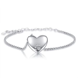 jzcolor heart urn bracelet for women - 925 sterling silver pawprint ashes bracelet cremated ashes holder jewelry for teens