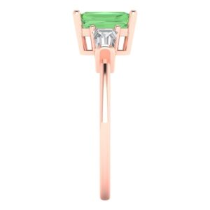 Clara Pucci 1.97ct Emerald Baguette cut 3 stone Solitaire Light Sea Green Simulated Diamond designer Modern Ring 14k Pink Rose Gold