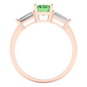 Clara Pucci 1.97ct Emerald Baguette cut 3 stone Solitaire Light Sea Green Simulated Diamond designer Modern Ring 14k Pink Rose Gold