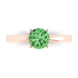 clara pucci 1.0 ct round cut solitaire green simulated diamond bridal designer anniversary engagement ring in 14k rose gold