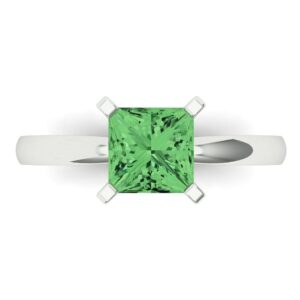 clara pucci 1.50 ct princess cut solitaire green simulated diamond bridal wedding anniversary engagement ring 14k white gold