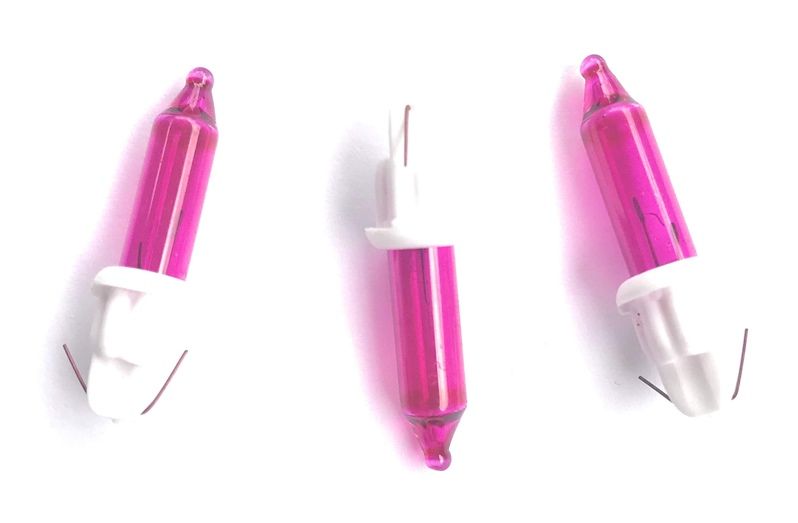 Prestige Glass Art 50 Pink 6 Volt Replacement Mini Bulbs - White Base - Mini Light Bulbs