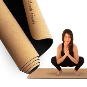 earth goods - premium eco cork yoga mats - all natural yoga mat non slip eco rubber & native cork mat with moisture-resistant and fit for versatile workout, 5mm x 72 inches x 24 inches