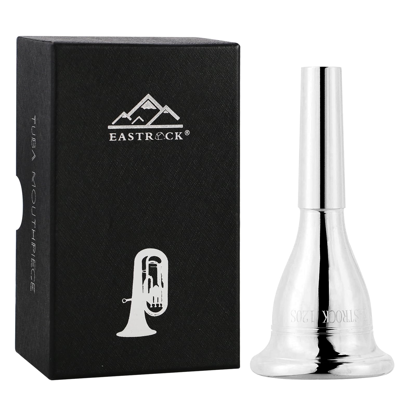 EastRock Standard Tuba Mouthpiece, Silver Plated Tuba Mouthpiece Size 120S, Tuba Player Replacement Tuba Parts Vacuum Packed