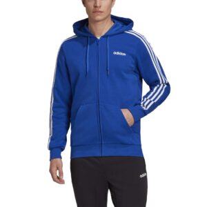 adidas male essentials 3-stripes full-zip fleece, team royal blue/white , l