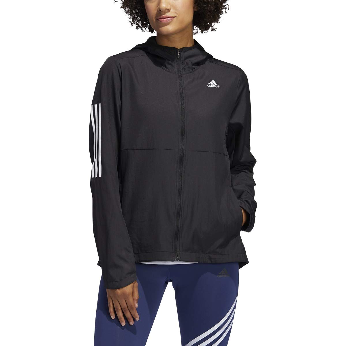 adidas Women's Own The Run Hooded Jacket, Black, Small