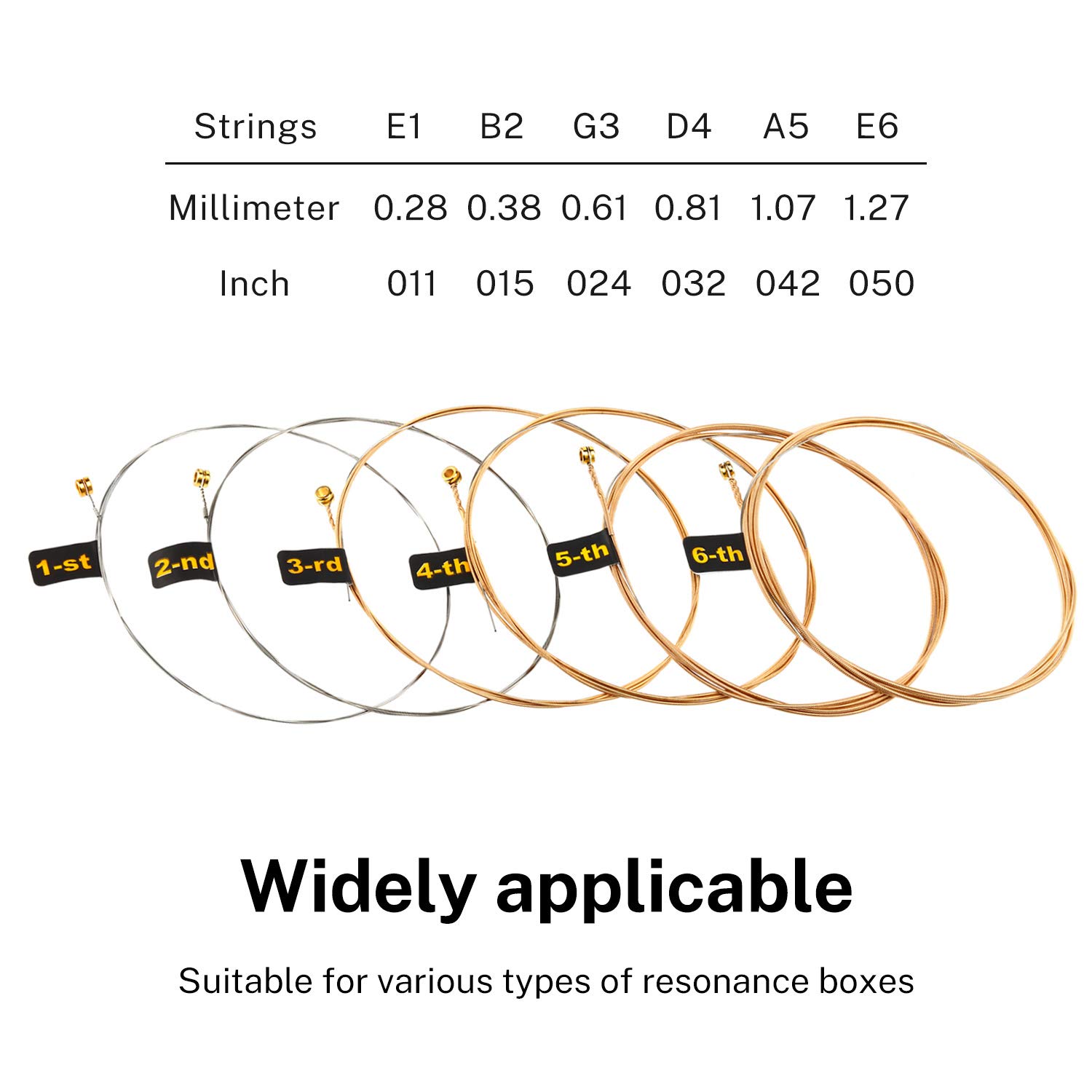 Donner Acoustic Guitar Strings - Light Acoustic Steel Strings Phosphor Bronze Coated, 6 String 1-Pack, 11-50, Warm, Bright, Balanced acoustic Tone, Anti-oxidation Coating, DAS-20L