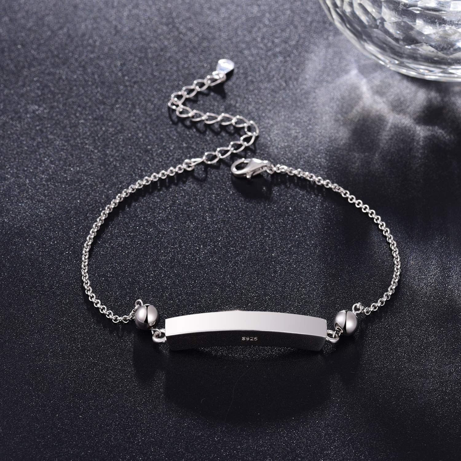 Jinlou 925 Sterling Silver Urn Bracelet for Ashes Memorial Loved Ones Cremation Bangle Ash Jewelry for Men for Women(Bar)