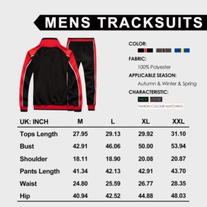 TOLOER Men's Side Stripe Zipper Jacket Drawstring Waistband Tracksuit Black X-Large