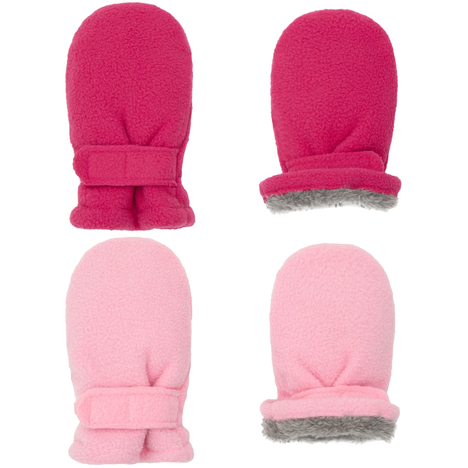 Toddler Mittens Baby Boy Girls Winter Warm Mittens Kids Easy-On Sherpa Fleece Lined Mittens Snow Infant Gloves 2 Pairs