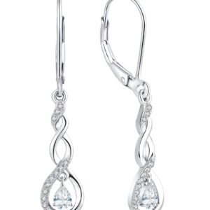 YL Dangle Drop Earrings Sterling Silver Infinity Leverback Earrings Cubic Zirconia Twisted Jewelry