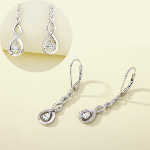 YL Dangle Drop Earrings Sterling Silver Infinity Leverback Earrings Cubic Zirconia Twisted Jewelry