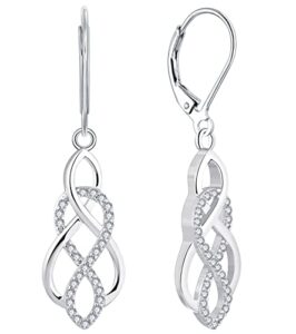 yl celtic knot earrings 925 sterling silver infinity leverback earring 18k white gold twist dangle drop jewelry