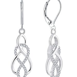 YL Celtic Knot Earrings 925 Sterling Silver Infinity Leverback Earring 18k White Gold Twist Dangle Drop Jewelry