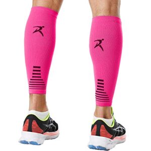 rymora unisex-adult leg compression socks, calf support sleeves for legs pain relief, comfortable and secure footless for fitness, running, and shin splints 1 pack, pink, medium