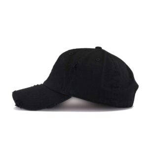 Marijuana Leaf Vintage Baseball Cap Embroidered Cotton Adjustable Distressed Dad Hat Black