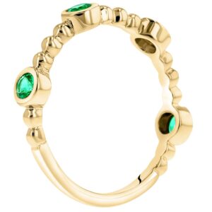 PEORA Simulated Emerald Stackable Ring in Yellow Tone Sterling Silver, Dainty Band for Women 1.70mm Size 9