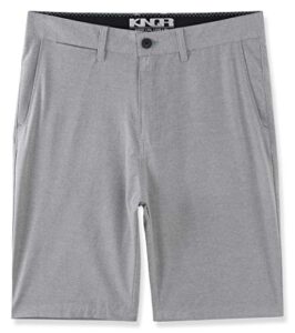 knqr mens performance quick dry 4way stretch regular fit all-terrain active training hybrid shorts ash gray 40