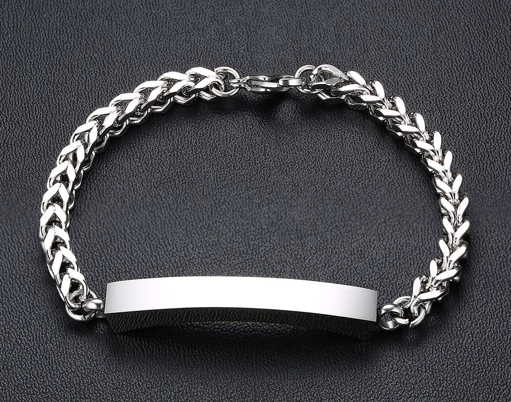 MEALGUET Personalized Customized Stainless Steel Cremation Urn Bracelet ID Bar Chain Bracelet for Ashes Holder Keepsake Locket for Women Men