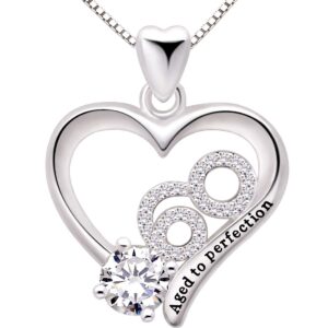 alov jewelry sterling silver 60th birthday aged to perfection cubic zirconia pendant necklace