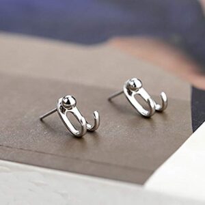 Stud Jacket Earrings 925 Sterling Silver Front Back Ear Cuffs Stud Earring for Women