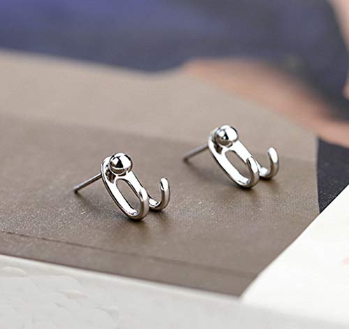 Stud Jacket Earrings 925 Sterling Silver Front Back Ear Cuffs Stud Earring for Women