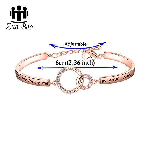 Zuo Bao Stepmother Gifts Stepmom Bracelet Thank You for Loving Me As Your Own Adjustable Charm Bracelet Mother in Law Gift (Rose Gold)