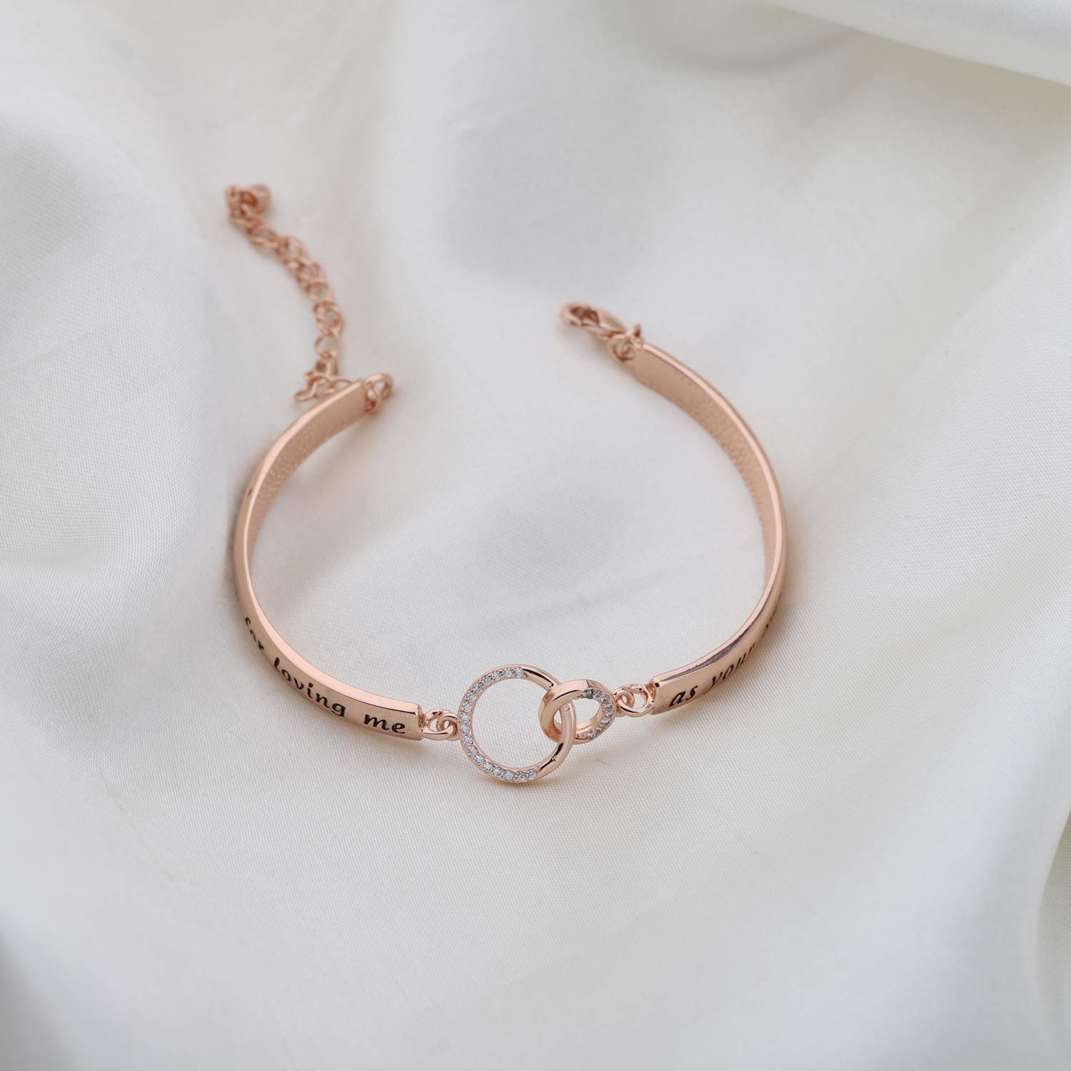 Zuo Bao Stepmother Gifts Stepmom Bracelet Thank You for Loving Me As Your Own Adjustable Charm Bracelet Mother in Law Gift (Rose Gold)