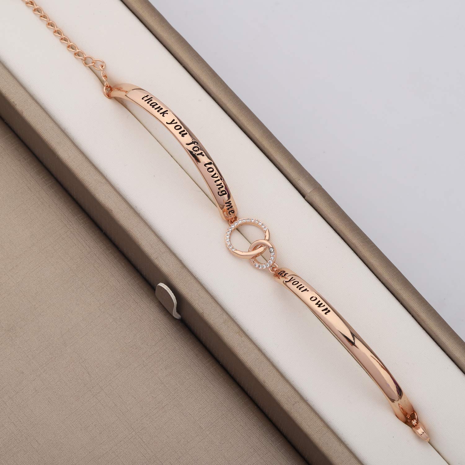 Zuo Bao Stepmother Gifts Stepmom Bracelet Thank You for Loving Me As Your Own Adjustable Charm Bracelet Mother in Law Gift (Rose Gold)