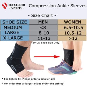 HOPEFORTH Ankle Brace Compression Support Sleeve (1 Pair) Socks for Plantar Fasciitis Arch Support Foot Heel Spurs Swelling Achilles Tendon Joint Pain Injury Recovery