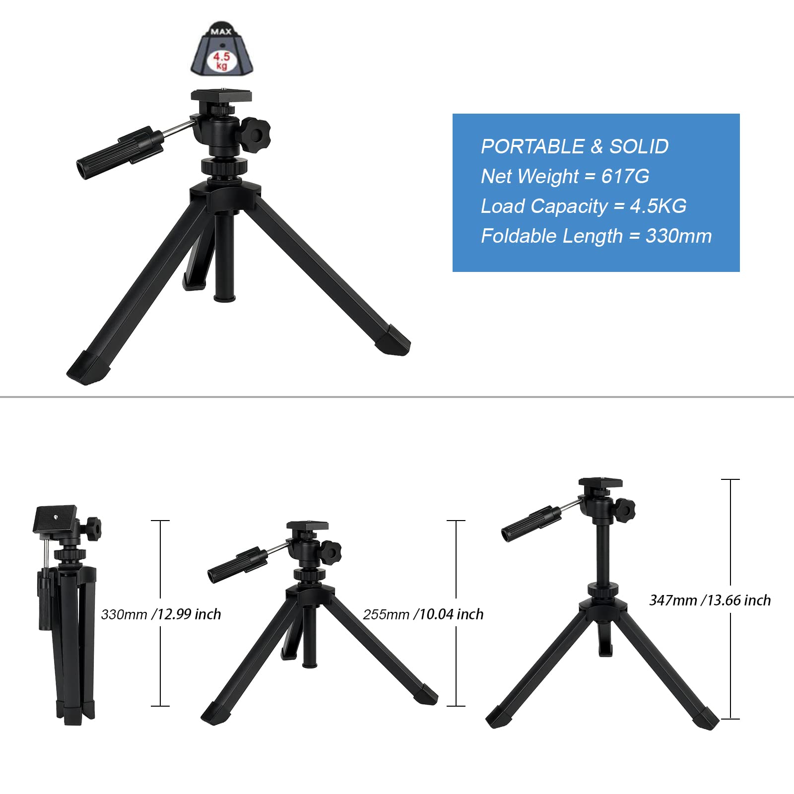 SVBONY SV146 Tabletop Tripod, Spotting Scope Tripod, Adjustable Portable Tripod for Spotting Scope Binoculars Monoculars DSLR Cameras