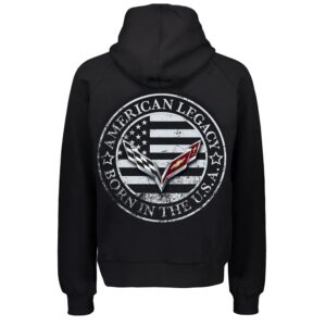 c7 corvette born in the usa american legacy zip up hoodie jacket - black (small)