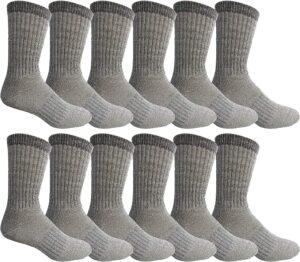 yacht & smith wholesale bulk merino wool thermal hiking boot socks, mens womans kids (mens/assorted, 4) (mens/gray)