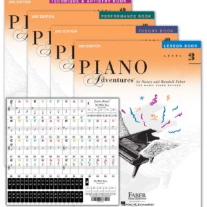 Piano Adventures Level 2B Learning Set By Nancy Faber - Lesson, Theory, Performance, Technique & Artistry Books & Juliet Music Piano Keys 88/61/54/49 Full Set Removable Sticker