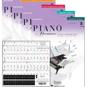 Piano Adventures Level 3B Learning Set By Nancy Faber - Lesson, Theory, Performance, Technique & Artistry Books & Juliet Music Piano Keys 88/61/54/49 Full Set Removable Sticker