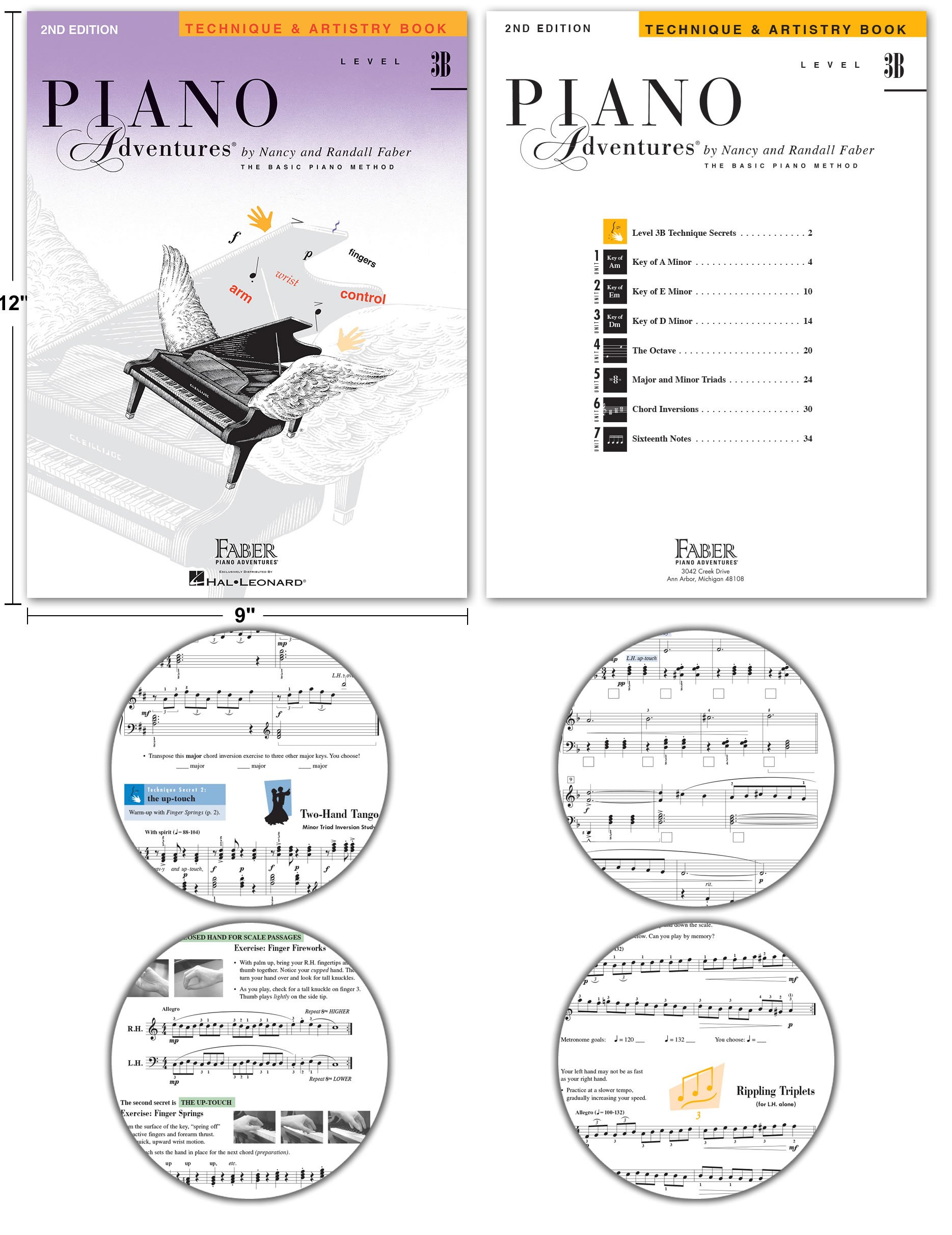 Piano Adventures Level 3B Learning Set By Nancy Faber - Lesson, Theory, Performance, Technique & Artistry Books & Juliet Music Piano Keys 88/61/54/49 Full Set Removable Sticker