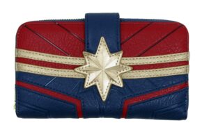 loungefly x captain marvel debossed suit wallet (multicolored, one size)