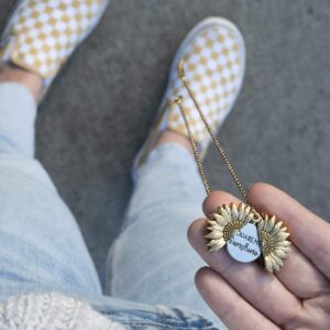 MyLittleSunflower - You are My Sunshine Necklace - Sunflower Necklace Locket with Engraved Hidden Message Pendant for Women, Mother, Daughter