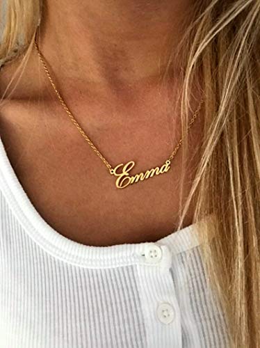 Custom Name Necklace with Heart Personalized 18K Gold Plated Name Necklace with Birthstone Customized Gift for Women