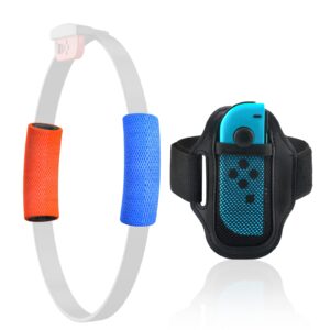 leg strap for nintendo switch sports, accessories kit for nintendo switch ring fit adventure, 1 switch leg strap and 2 ring-con grips (does not include the ring)