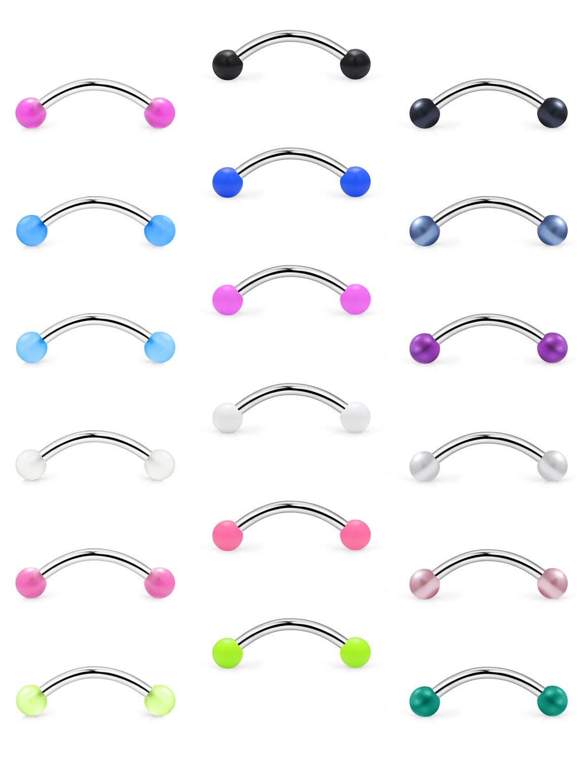 Ftovosyo 18pcs 20g Surgical Steel Tiny Curved Eyebrow Barbell Navel Small Belly Button Ring Piercing Jewelry for Women Men 10mm