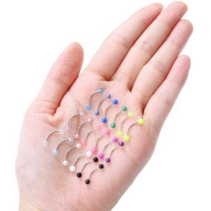 Ftovosyo 18pcs 20g Surgical Steel Tiny Curved Eyebrow Barbell Navel Small Belly Button Ring Piercing Jewelry for Women Men 10mm